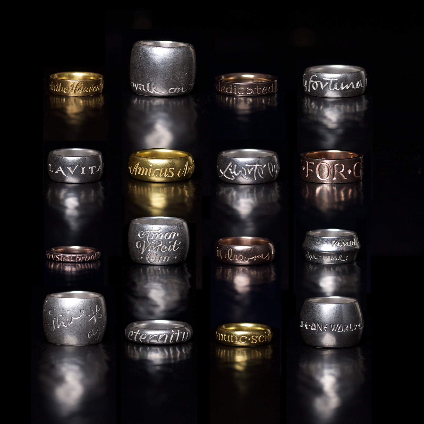 Dedicated to the One I Love inscription ring – Wright & Teague